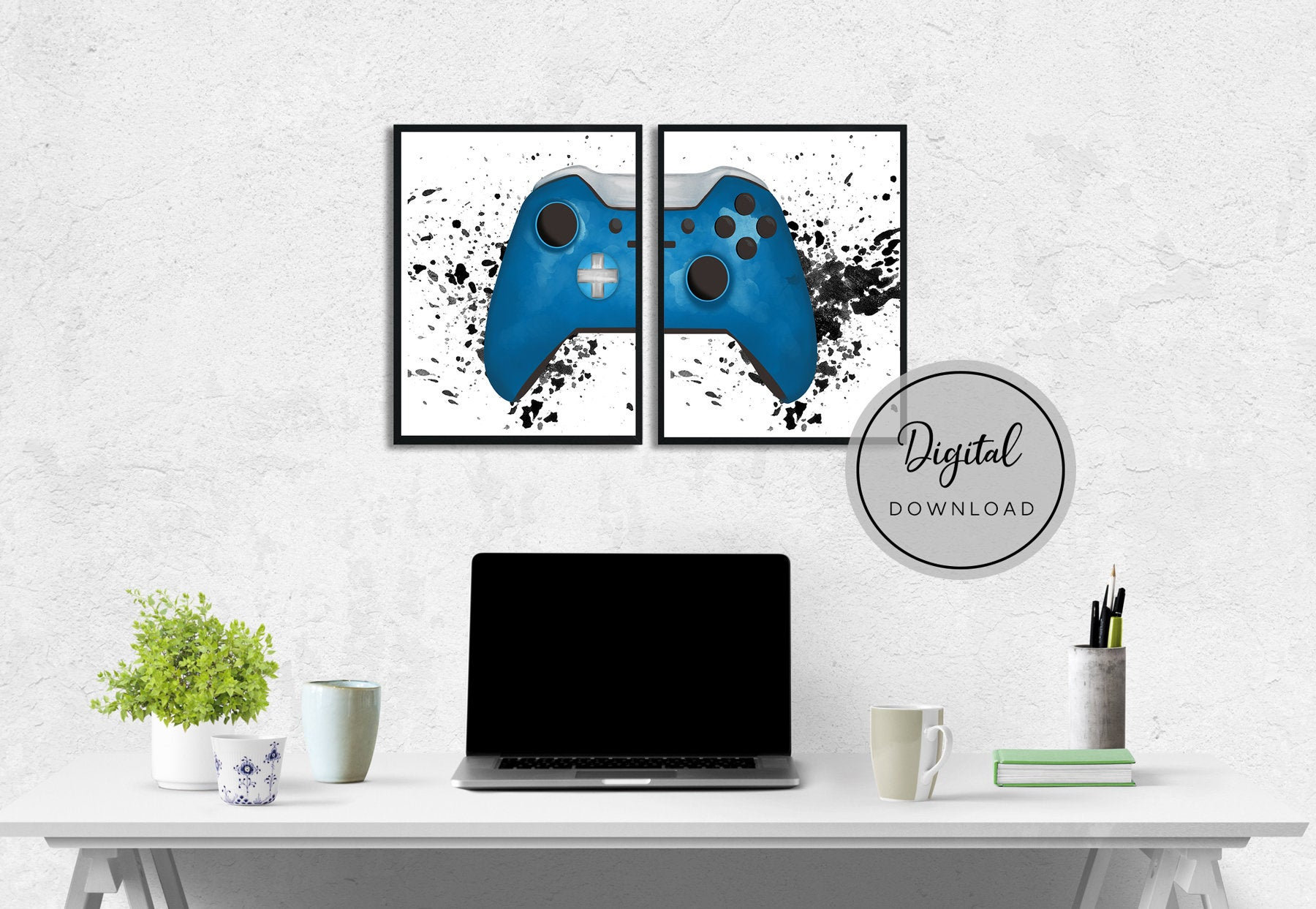 Gaming Wall Art Set of 2 Printable Gaming Wall Art Set Geek - Etsy