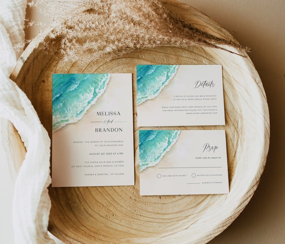 Seashell Wedding Invitations Printable UMIMO 50 Cards Pack Elegant