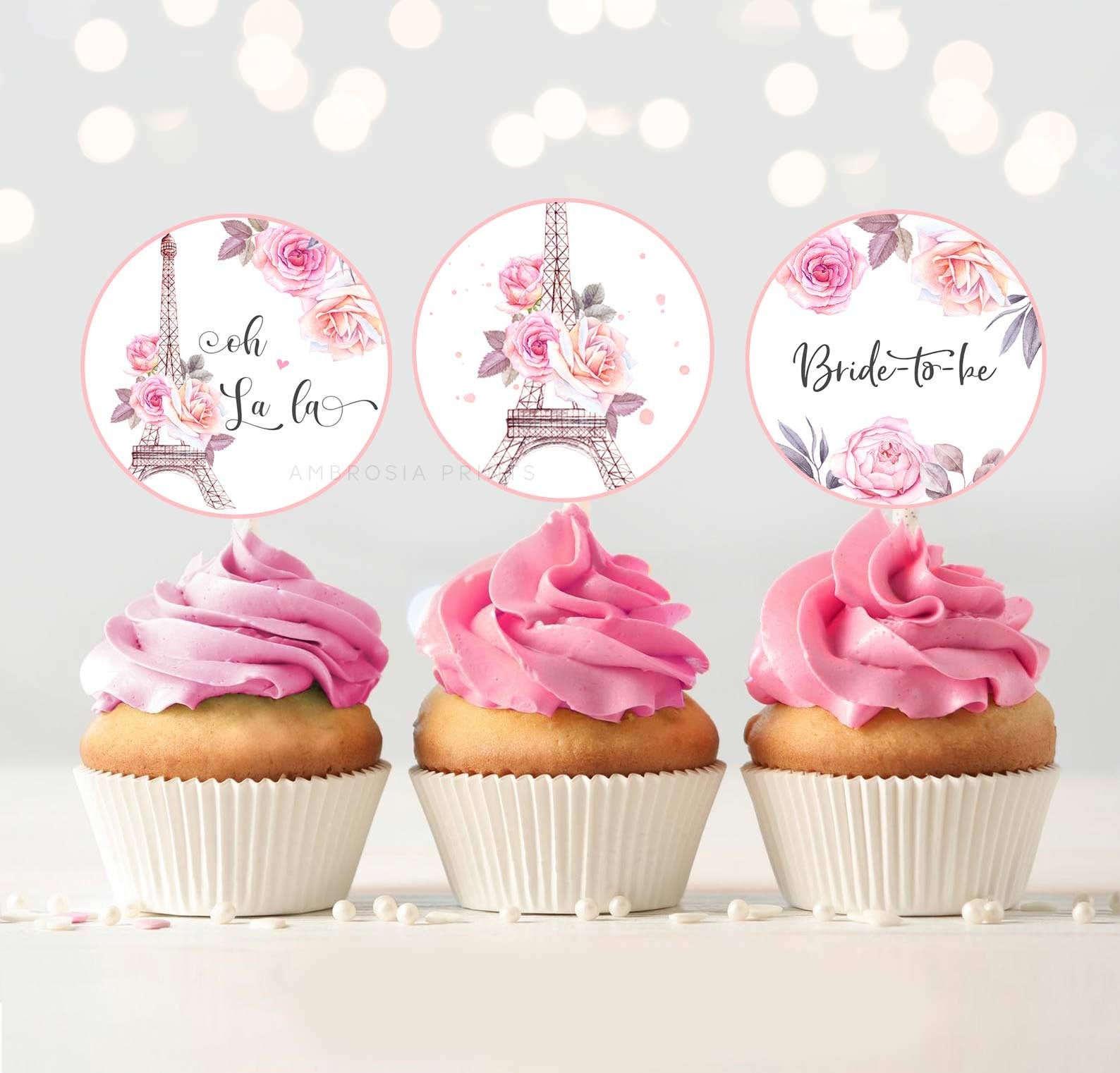 Paris Bridal Shower Cupcake Toppers Printable, French Paris Bridal ...
