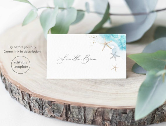 Beach Theme Seating Card Mini Surfboard Name Place Cards, Coastal