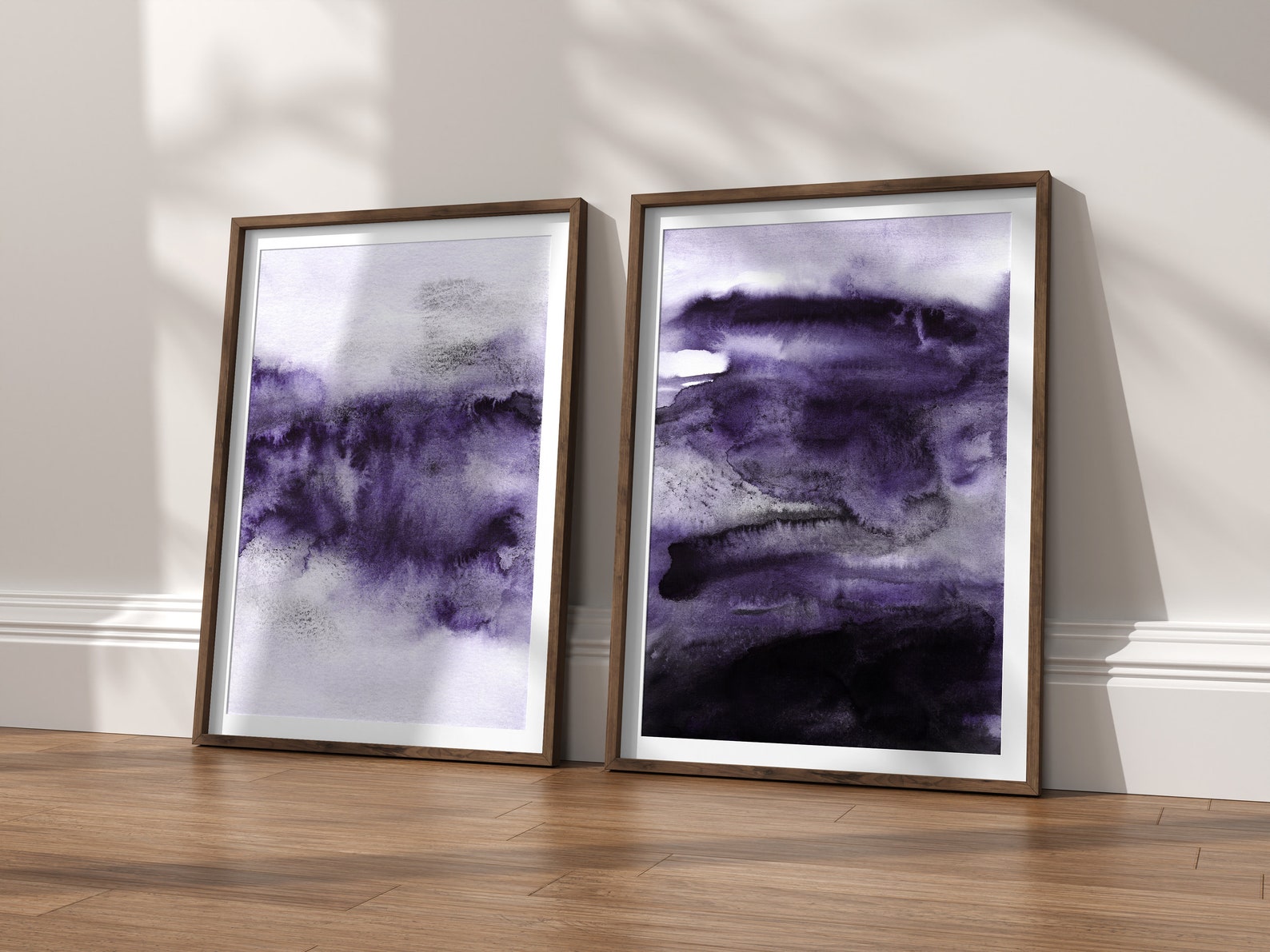 Abstract Purple Wall Art Set of 2, Purple Wall Art Prints, Modern ...