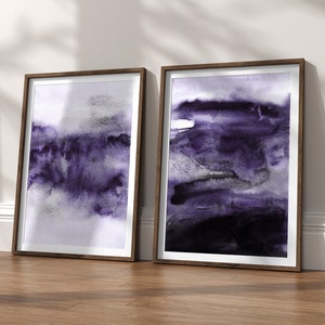 Abstract Purple Wall Art Set of 2, Purple Wall Art Prints, Modern ...