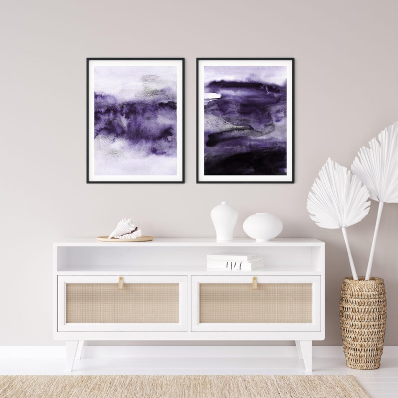 Abstract Purple Wall Art Set of 2 Purple Wall Art Prints - Etsy