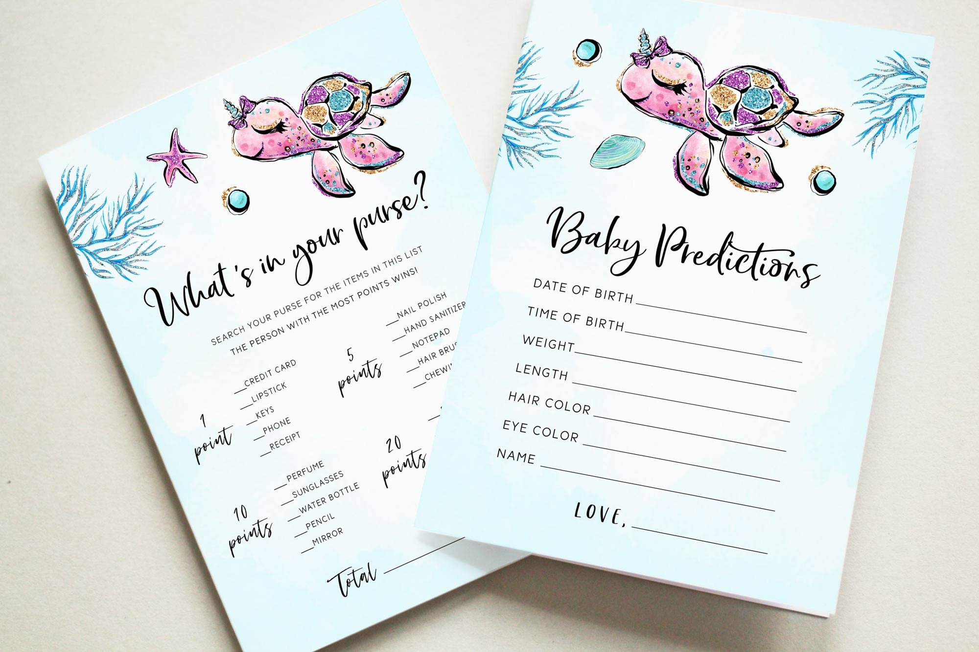 Under the Sea Baby Shower Games Bundle, Beach Baby Shower Games ...