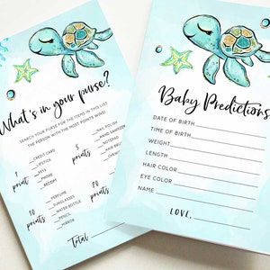 Under the Sea Baby Shower Games Bundle, Beach Baby Shower Games, Turtle ...