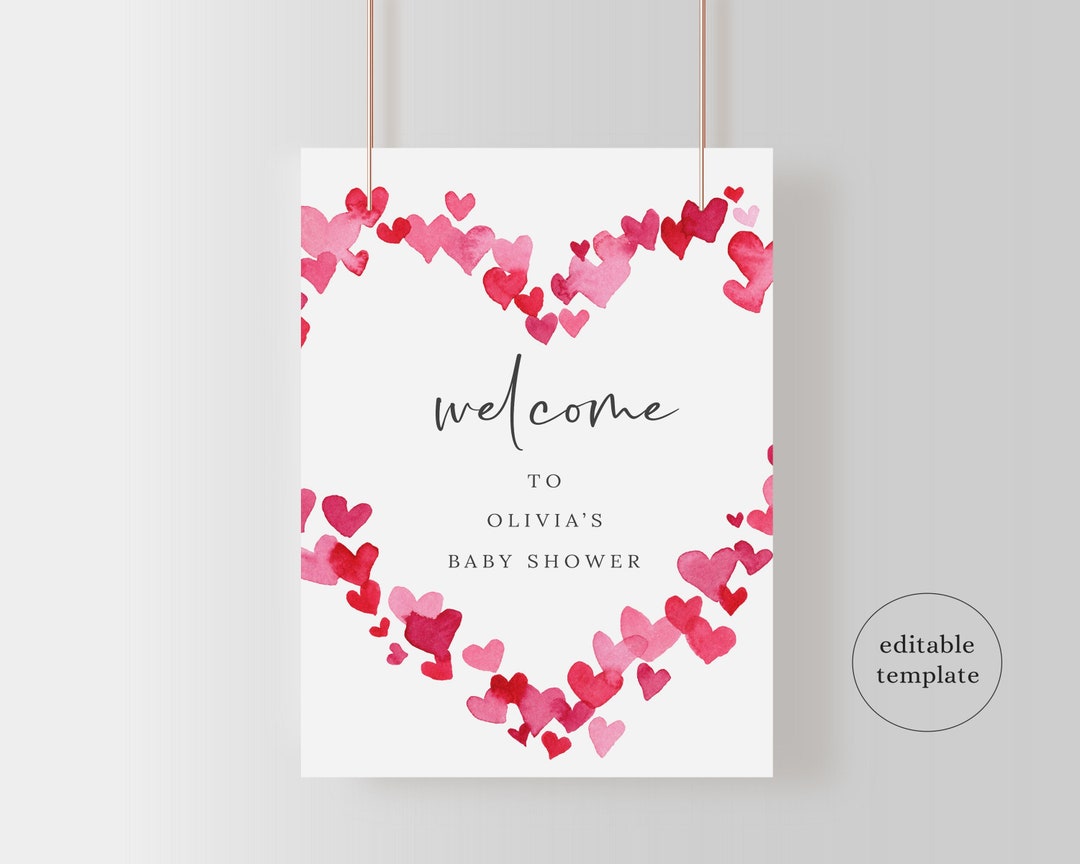 Valentines Baby Shower Welcome Sign Template, Little Sweetheart Baby ...