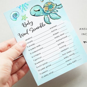 Under the Sea Baby Shower Games Bundle, Beach Baby Shower Games, Turtle ...
