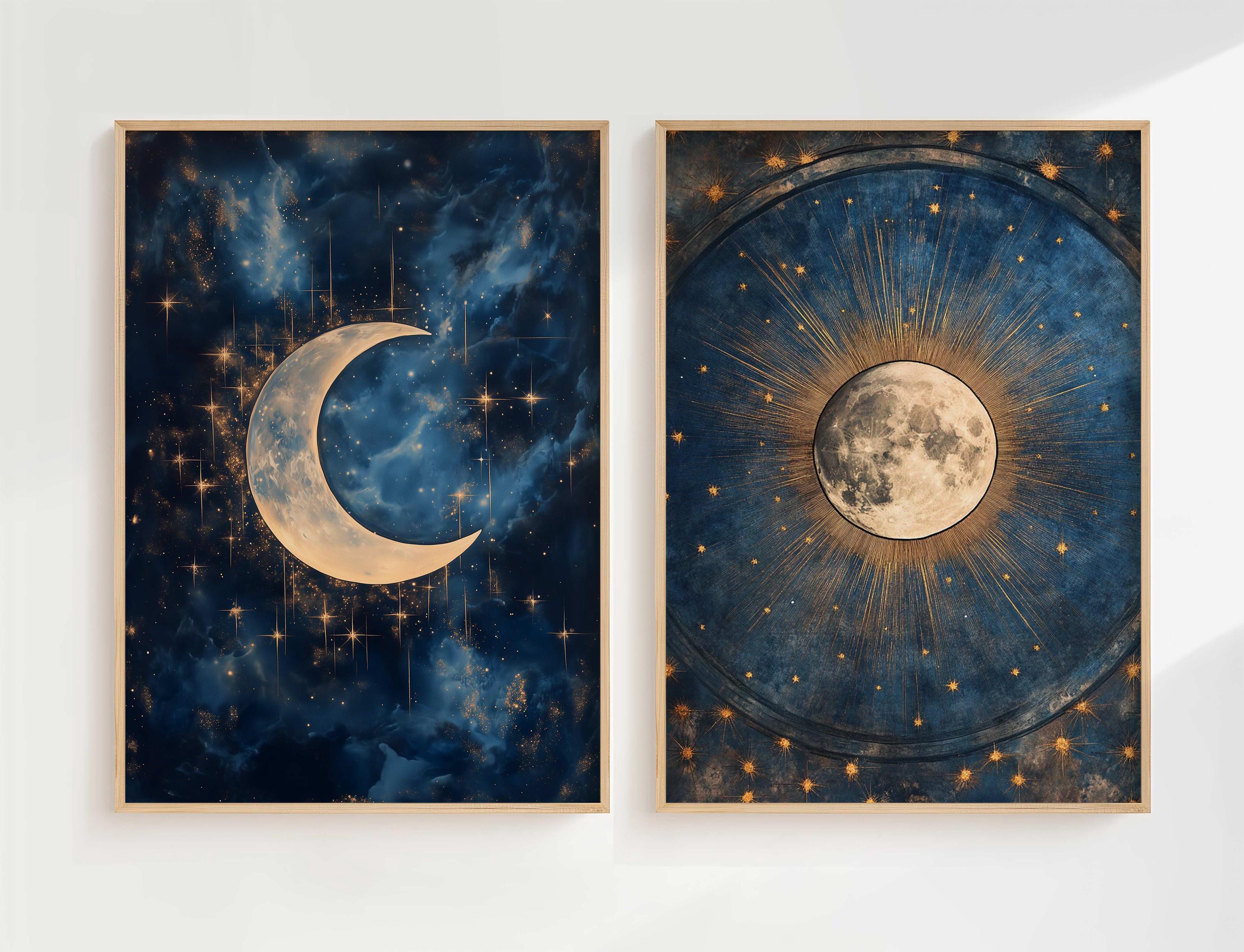 Celestial Prints, Sun and Moon Art, Celestial Wall Art, Esoteric Art ...