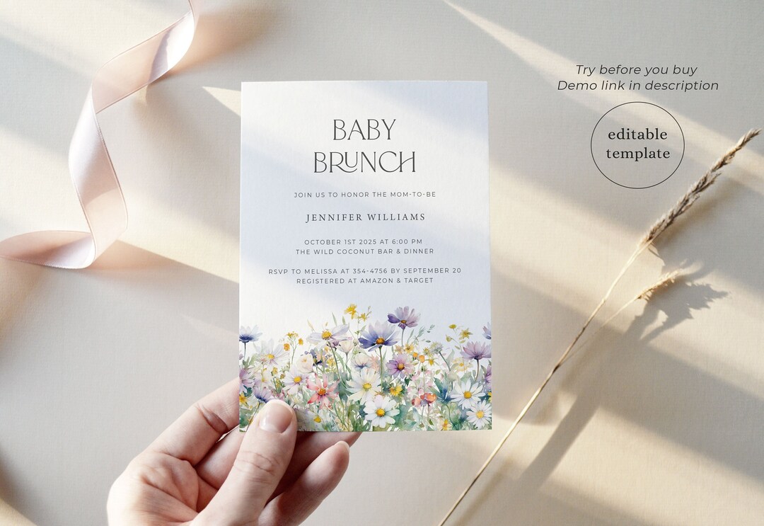 Baby Brunch Invitation Template, Baby Sprinkle Invitation Download ...