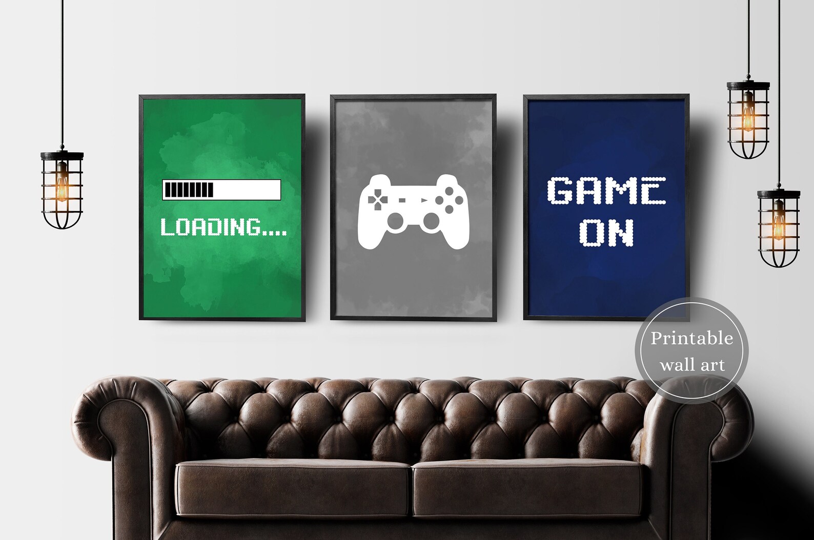 Video Game Wall Art Gaming Wall Art Set of 3 Blue Gray - Etsy
