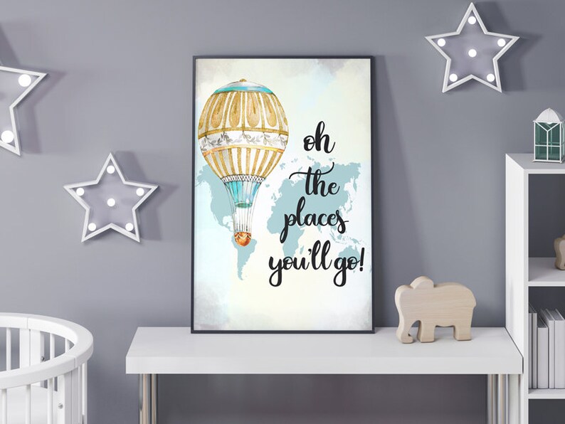 Oh The Places You'll Go Nursery Wall Art Travel Nursery | Etsy