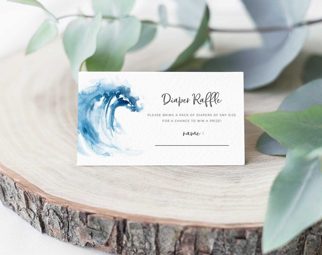 Ocean Diaper Raffle Ticket, Beach Diaper Raffle Printable, Ocean Baby ...