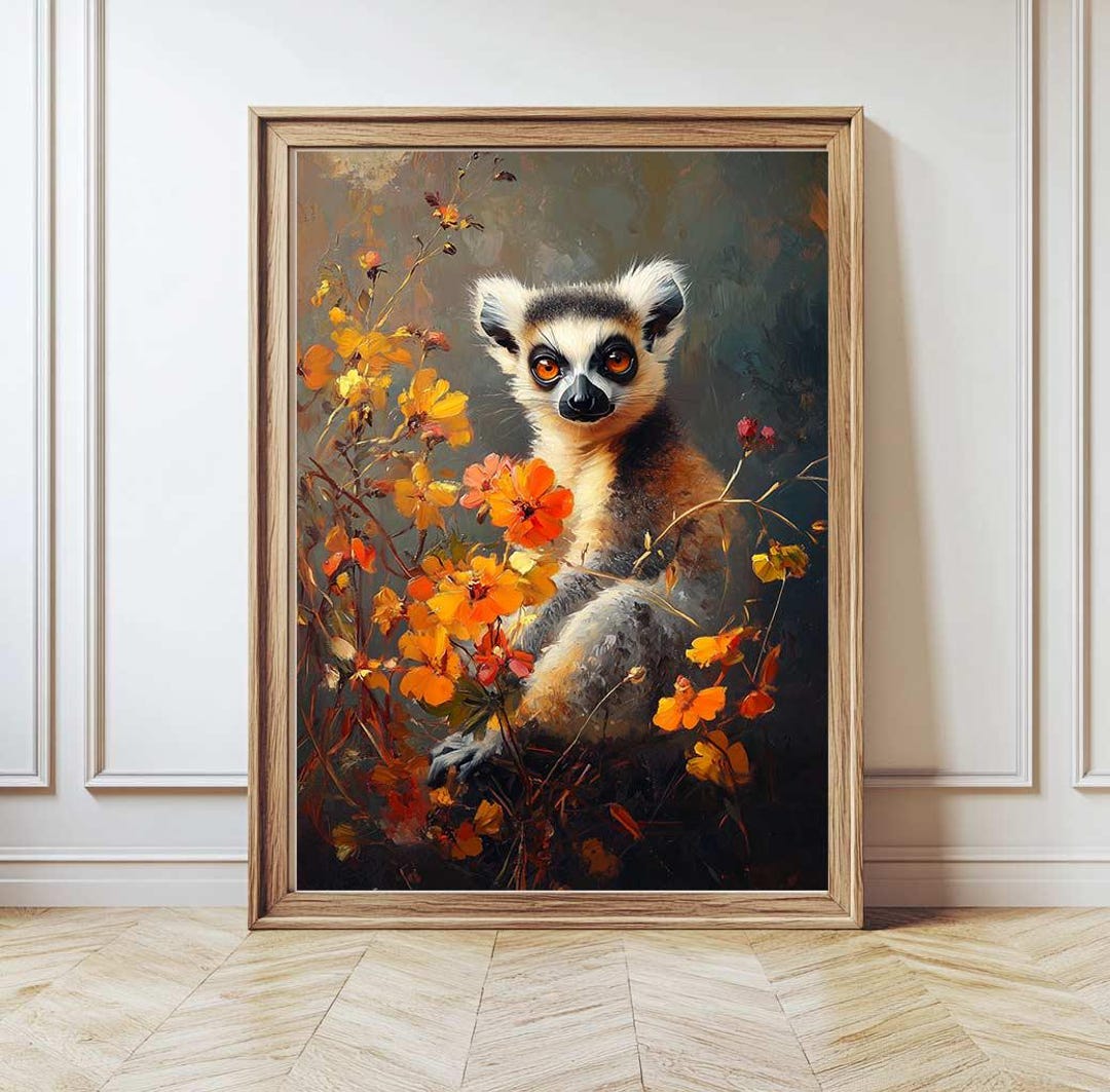 Lemur Wall Art, Lemur Printable, Dark Academia Print, Gothic Prints ...