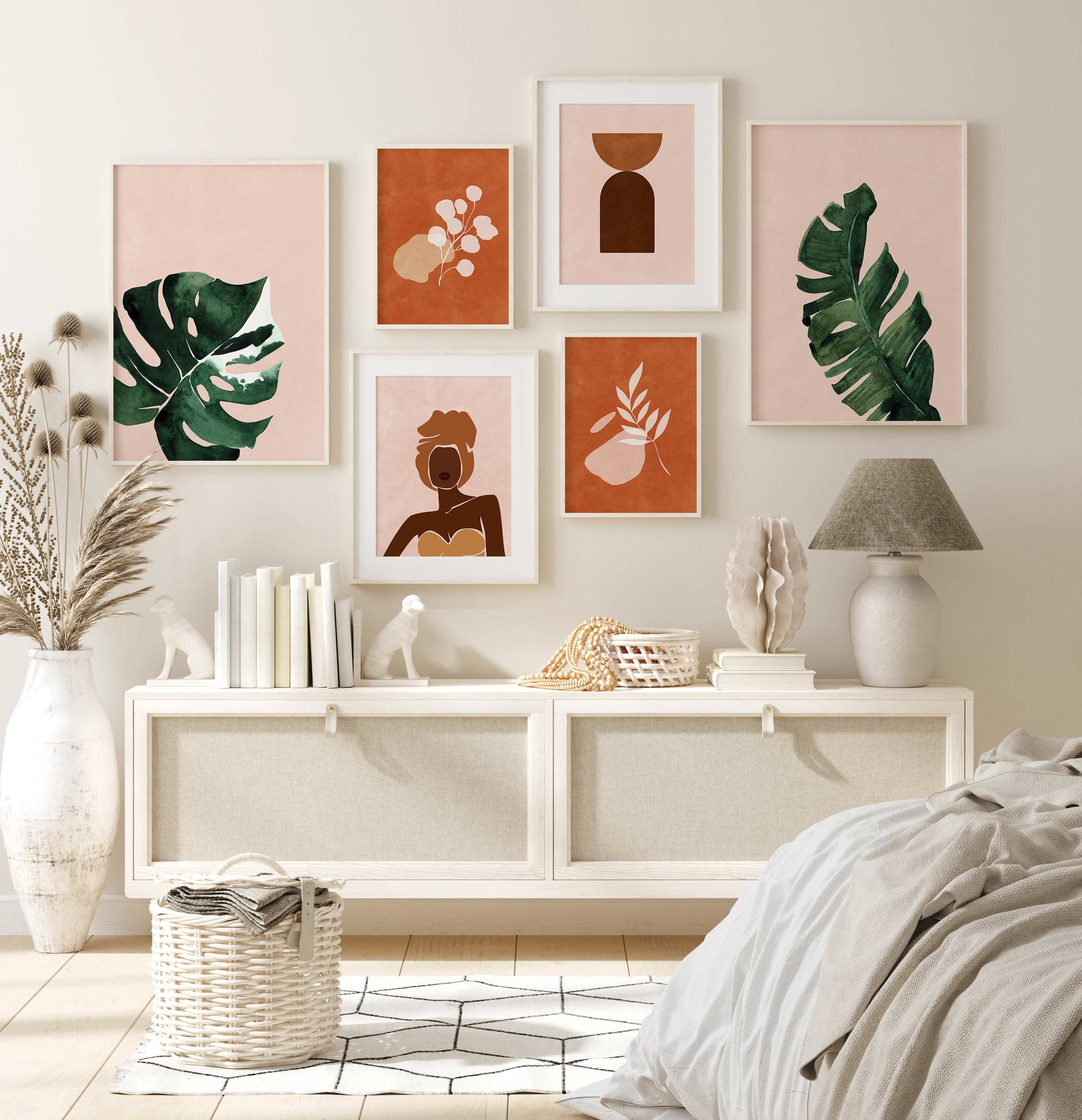 Boho Gallery Wall Art Prints Set of 6 Modern Boho Wall Art - Etsy