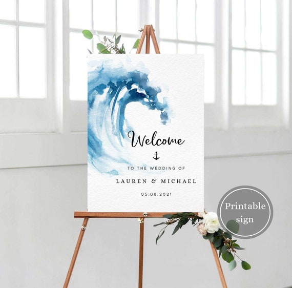 Ocean Wedding Welcome Sign Printable Nautical Wedding Welcome - Etsy