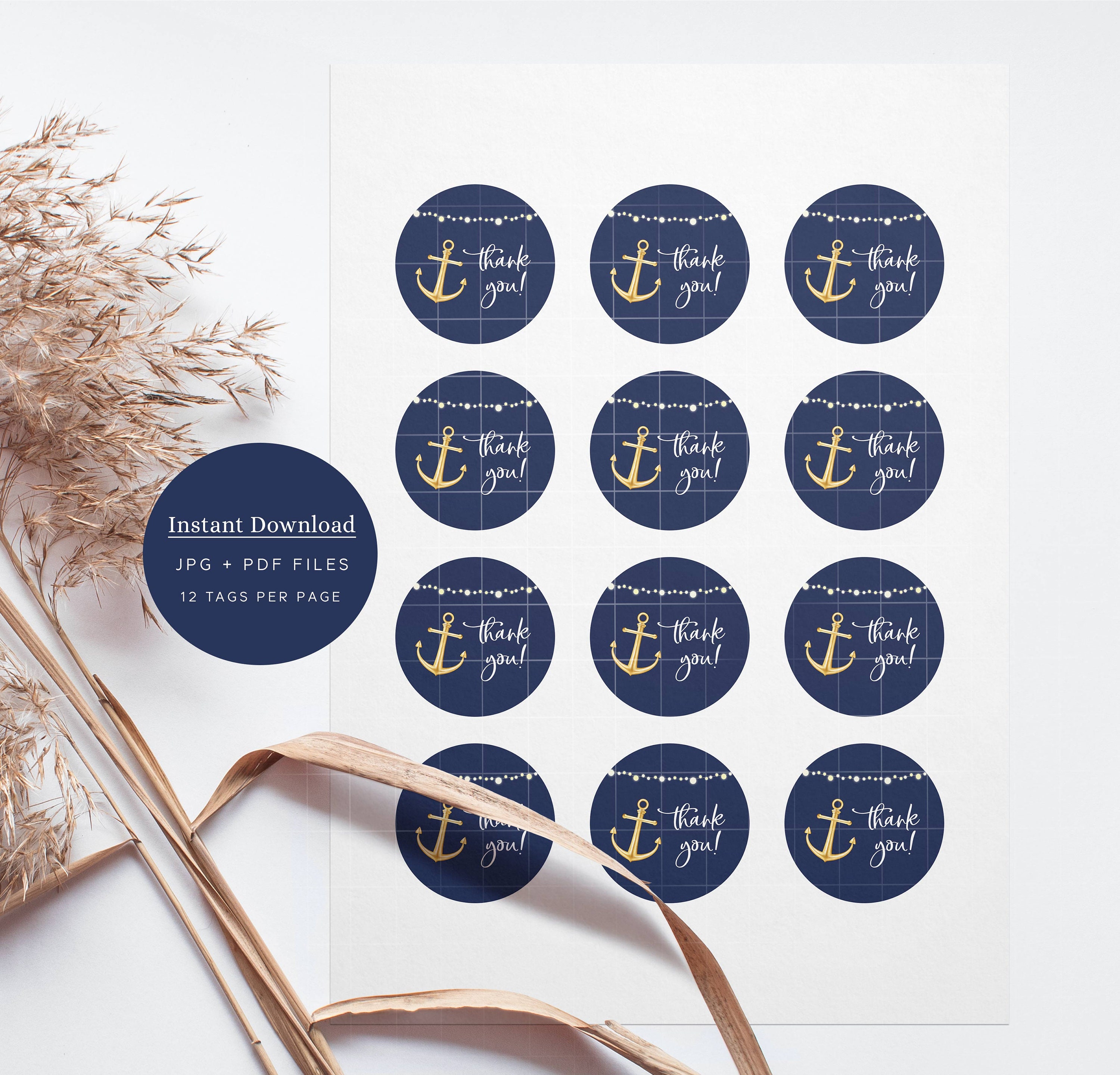 Nautical Thank You Tags Printable Nautical Favor Tags Beach - Etsy