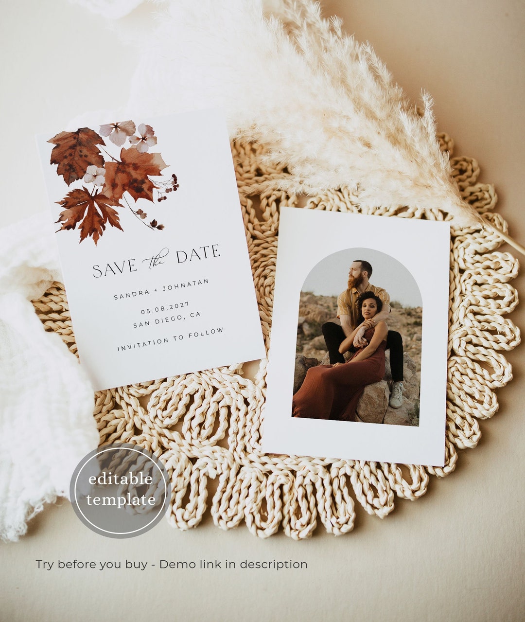Fall Save the Date Template With Picture Fall Save the Date - Etsy