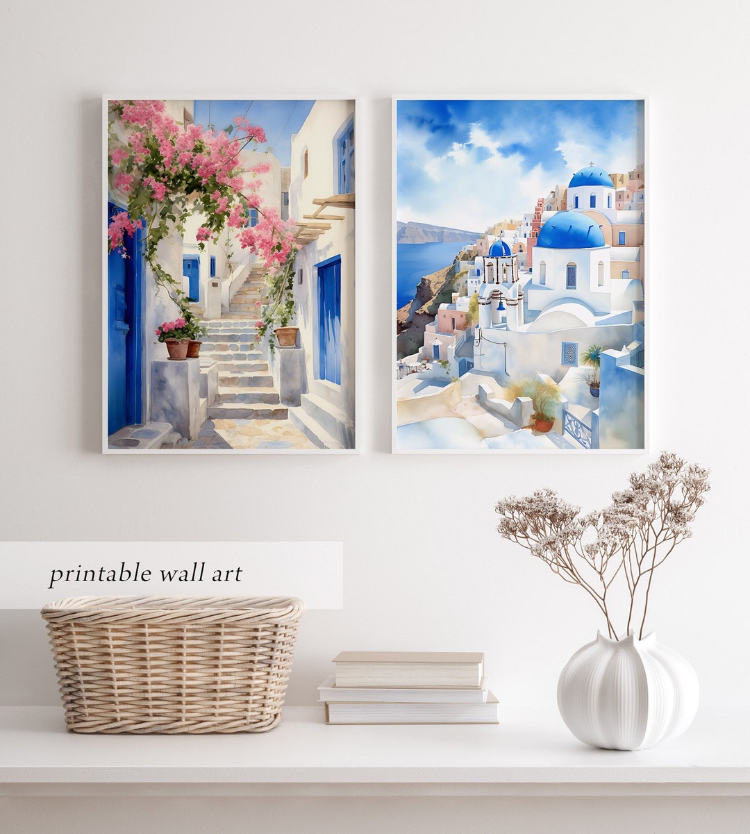 Greece Wall Art Print, Santorini Wall Art, Mediterranean Wall Art Print ...