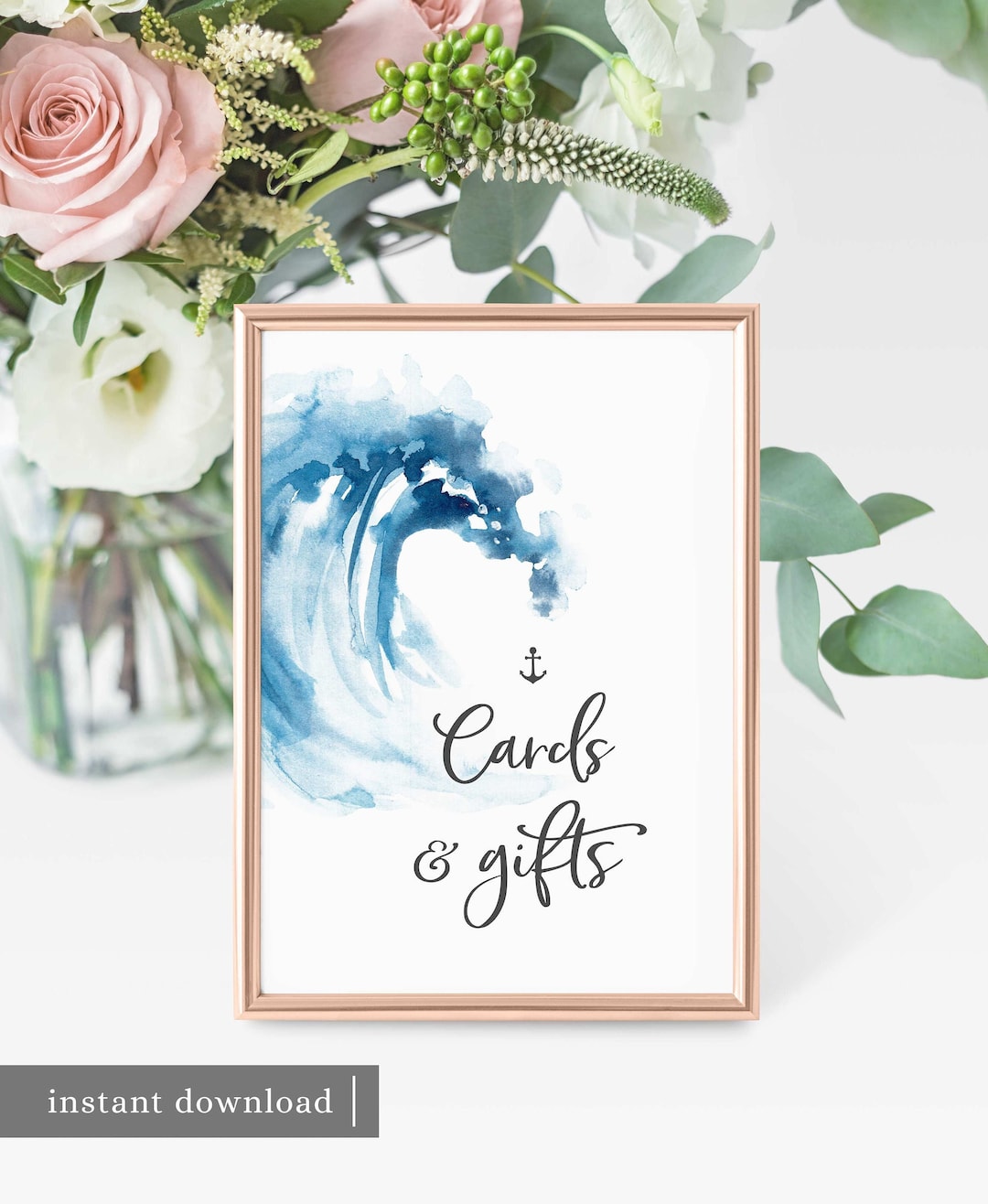 Ocean Cards and Gifts Sign Printable, Ocean Baby Shower Decorations ...