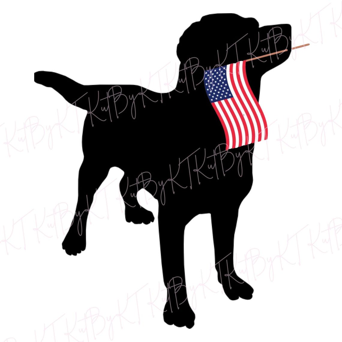 Black Lab With American Flag - PNG File - Etsy