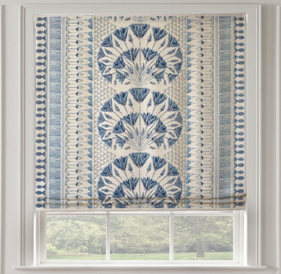 Anna French Cairo Roman Shade in Blue and White - Etsy