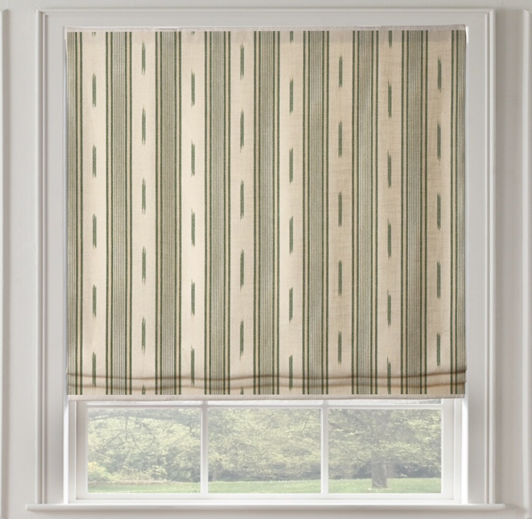NEW Thibaut Odeshia Stripe Roman Shade Shown in Spruce Green - Etsy