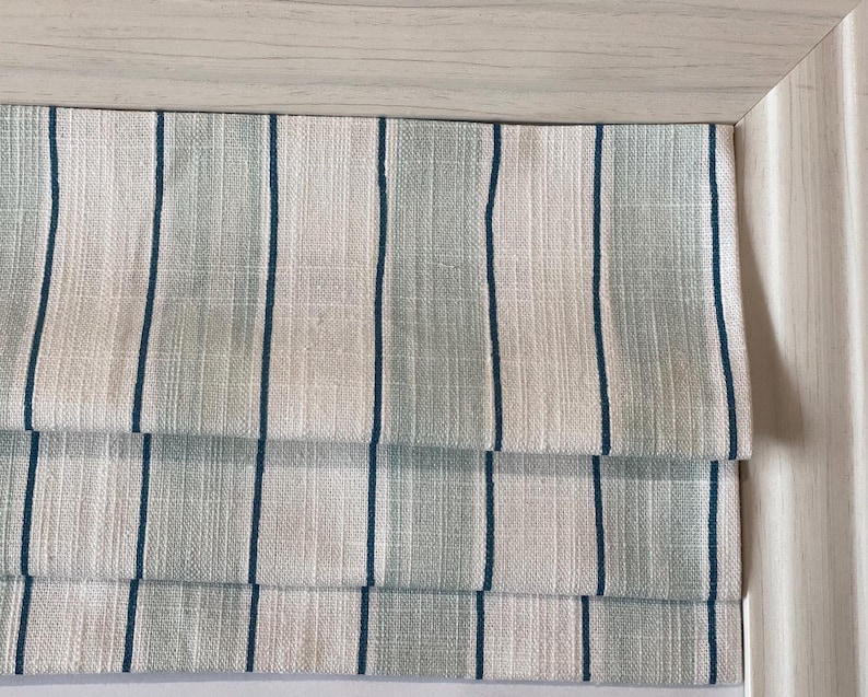 Custom Roman Shade in Newport Stripe Shown in Mint - Etsy