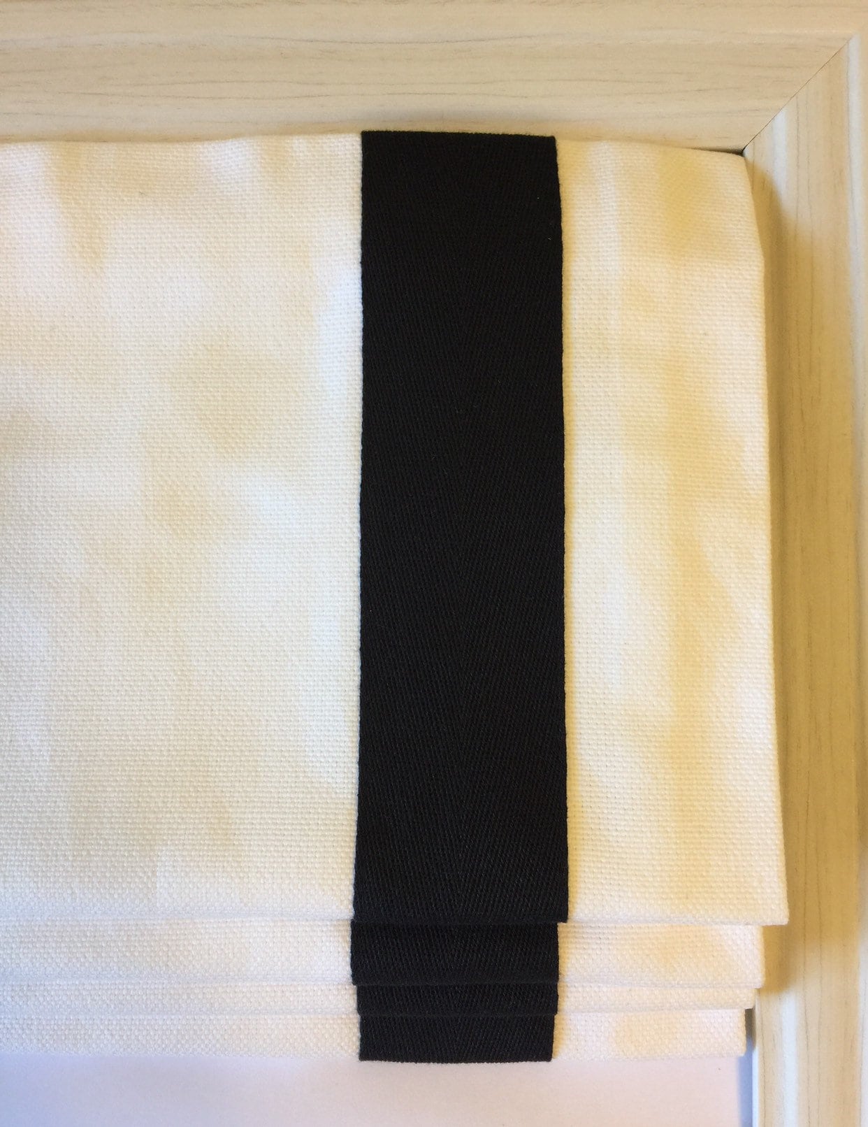 Quick Ship Custom Roman Shade in White Slubby Linen With Black | Etsy