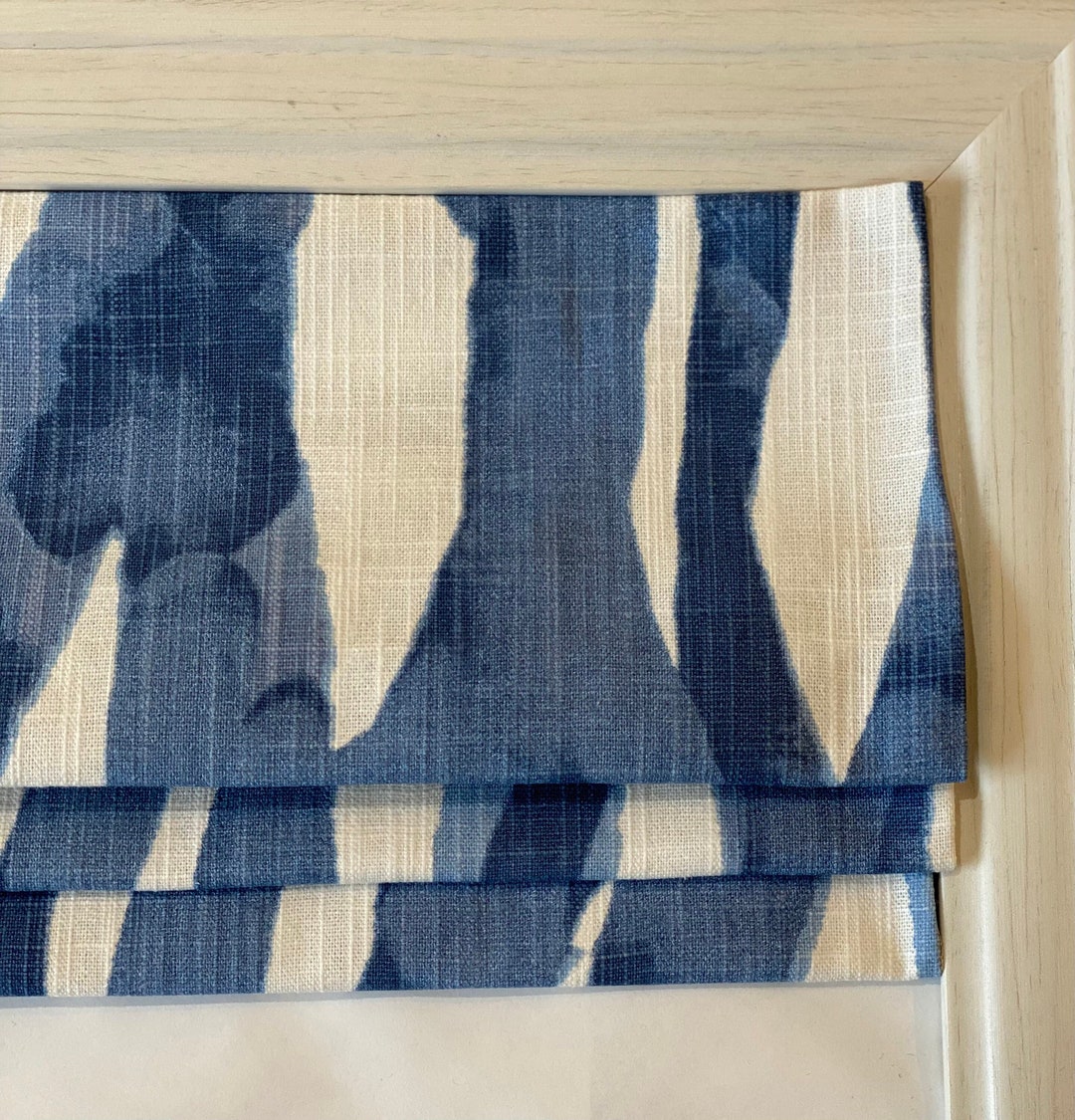 Custom Roman Shade in Brushstrokes Blue Also Available in Other Colors ...