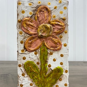 Beautiful Hand-painted Dimensional Flower Blocks With Gold Accents - Etsy