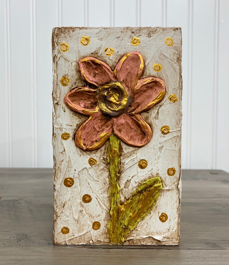 Beautiful Hand-painted Dimensional Flower Blocks With Gold - Etsy