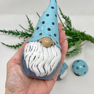 Hand-painted Ceramic Gnomes and Mushroom Set in Blues and Greys - Etsy