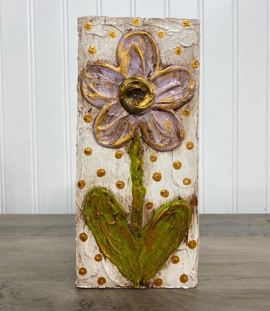 Beautiful Hand-painted Dimensional Flower Blocks With Gold - Etsy