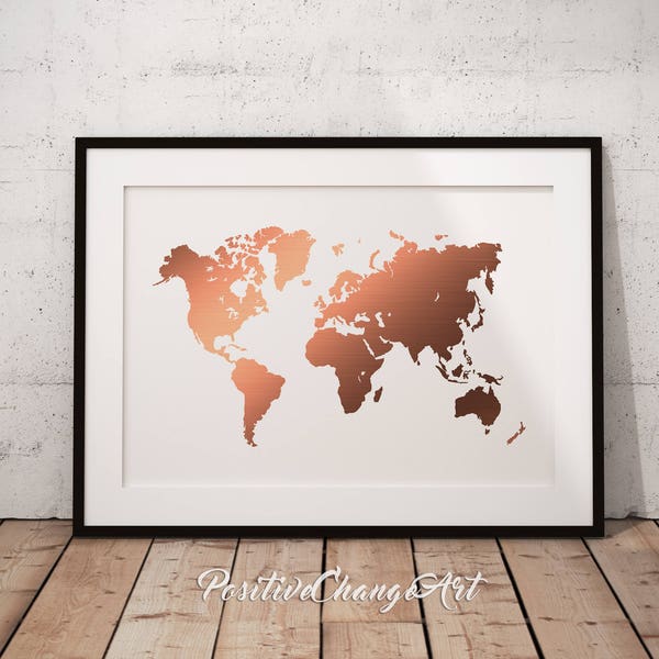 Gold World Map - Etsy