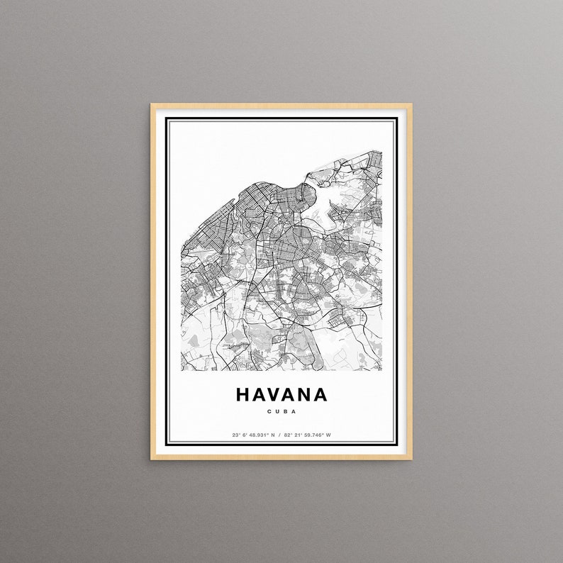 Havana Map Print Map of Havana City Map Havana Print Gift - Etsy