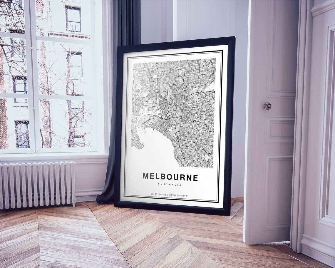 Melbourne Map Print Printable Map of Melbourne City Map Art - Etsy