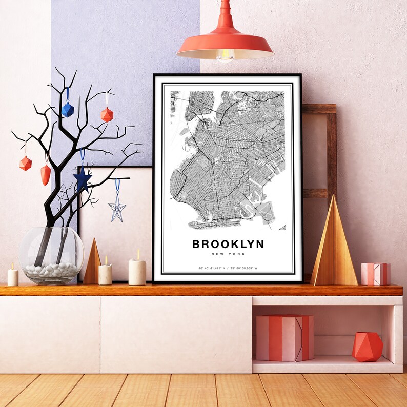 Brooklyn Map Print, Map of Brooklyn, City Map, Brooklyn Print Gift, Map ...