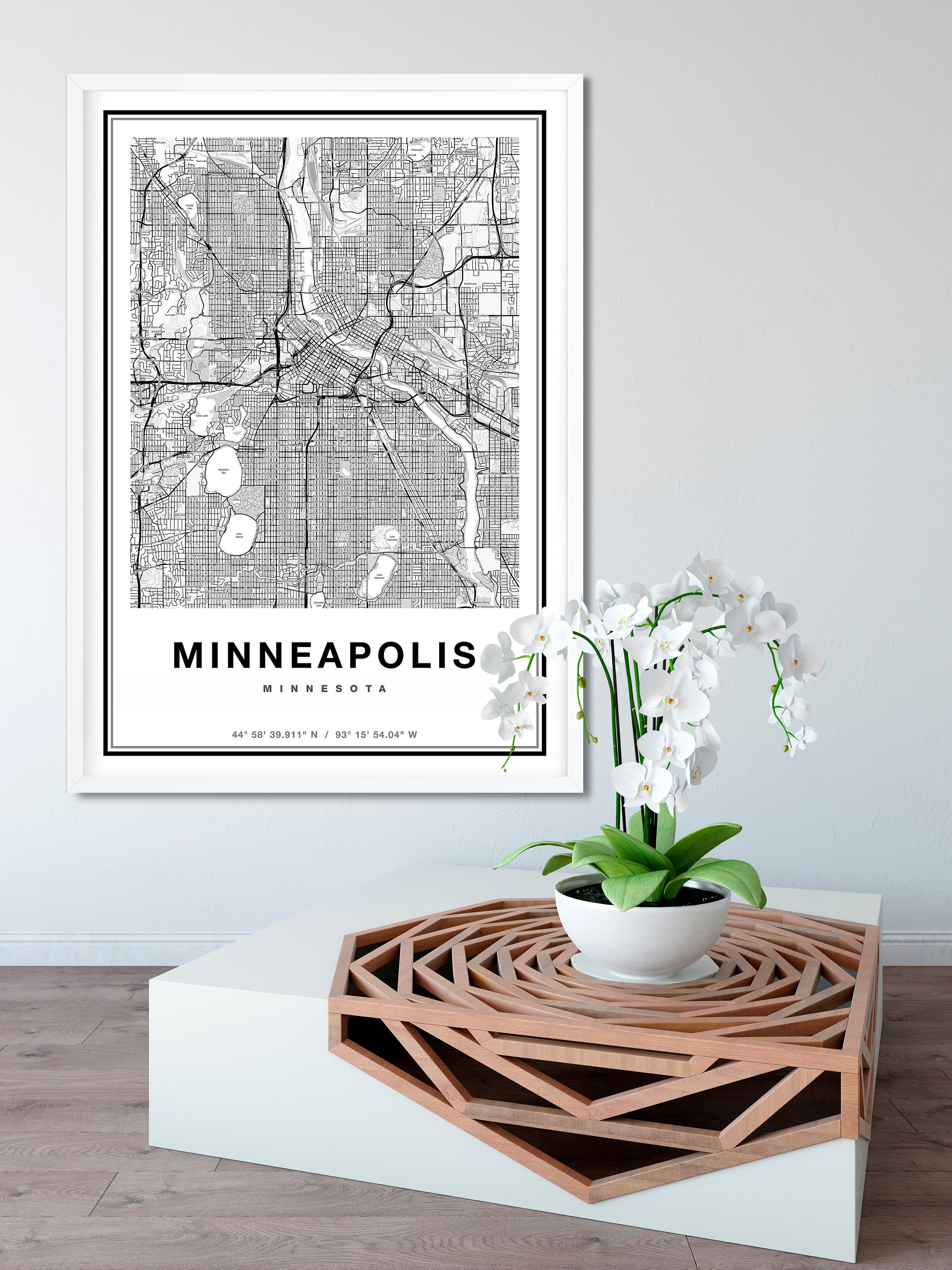 Minneapolis Map Print Map of Minneapolis City Map | Etsy