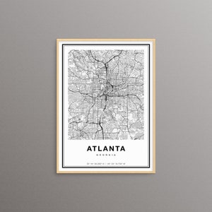 Atlanta Map Print, Printable Map of Atlanta, City Map Art, Street Names ...