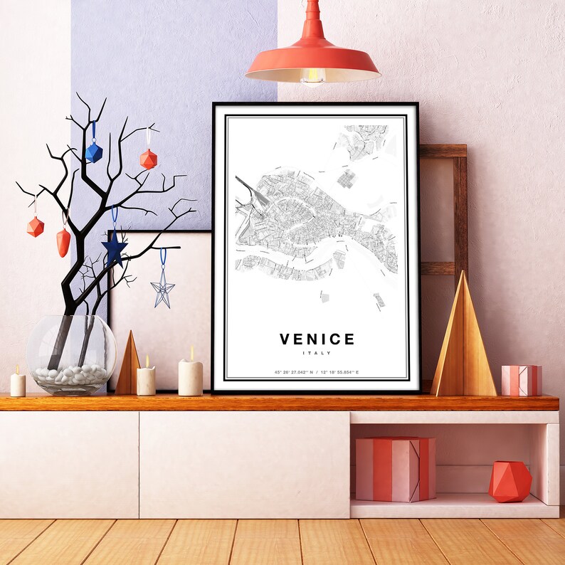 Venice Map Print Map of Venice City Map Venice Print Gift - Etsy