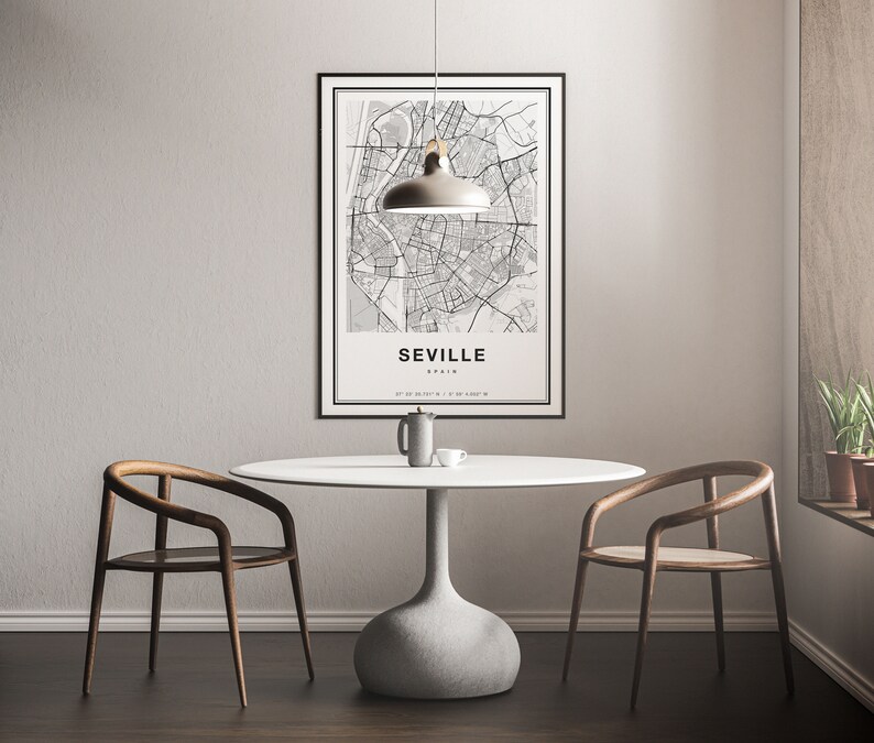 Seville Map Print Map of Seville City Map Seville Print - Etsy