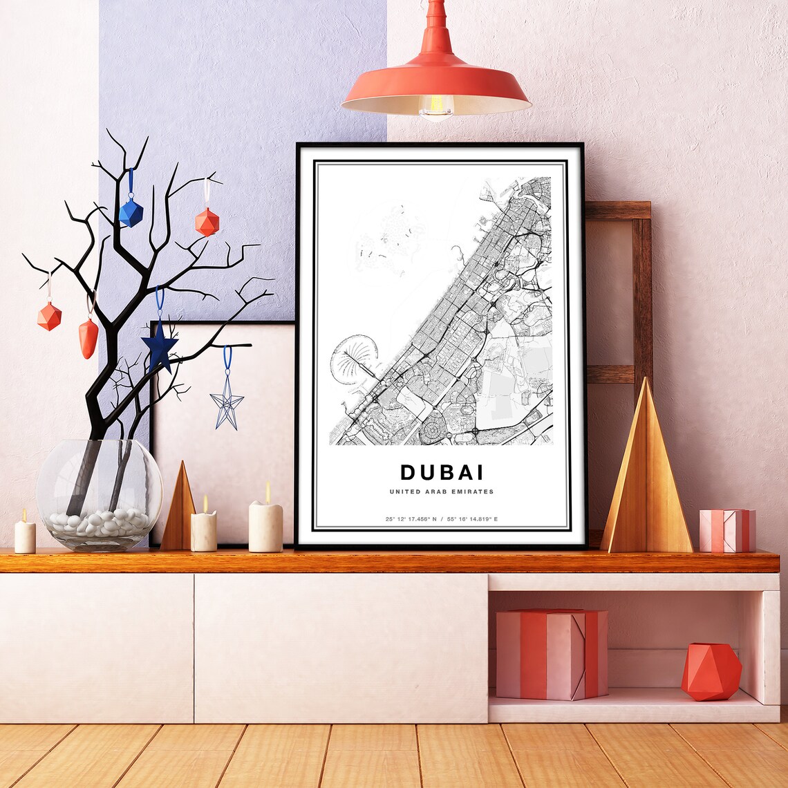 Dubai Map Print, Map of Dubai, City Map, Dubai Print Gift, Dubai Map ...