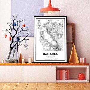 Bay Area Map Print, Map of Bay Area, City Map, Bay Area Print Gift, San ...