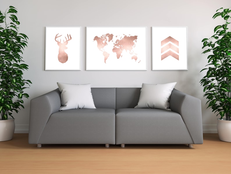 Rose Gold Poster, Rose Gold Chevron, Rose Gold Print, Printable Rose ...