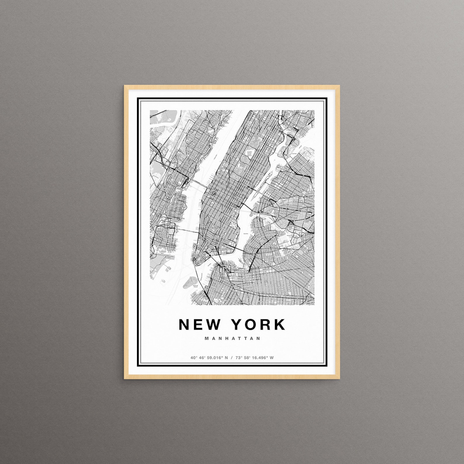 New York Map New York Print New York City Map Manhattan Map | Etsy