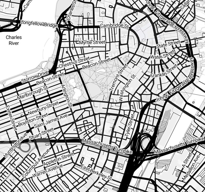 Boston Map, Boston City Map, Boston Print, Boston Poster, Map of Boston ...