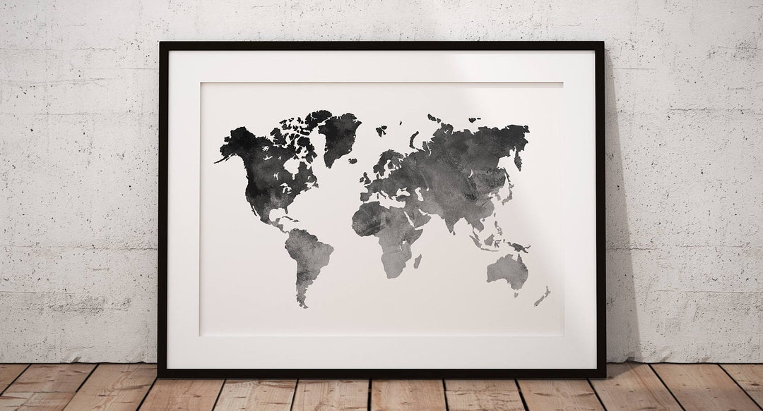 Map of the World Print Art, World Map Print Art, Map of the World Wall ...