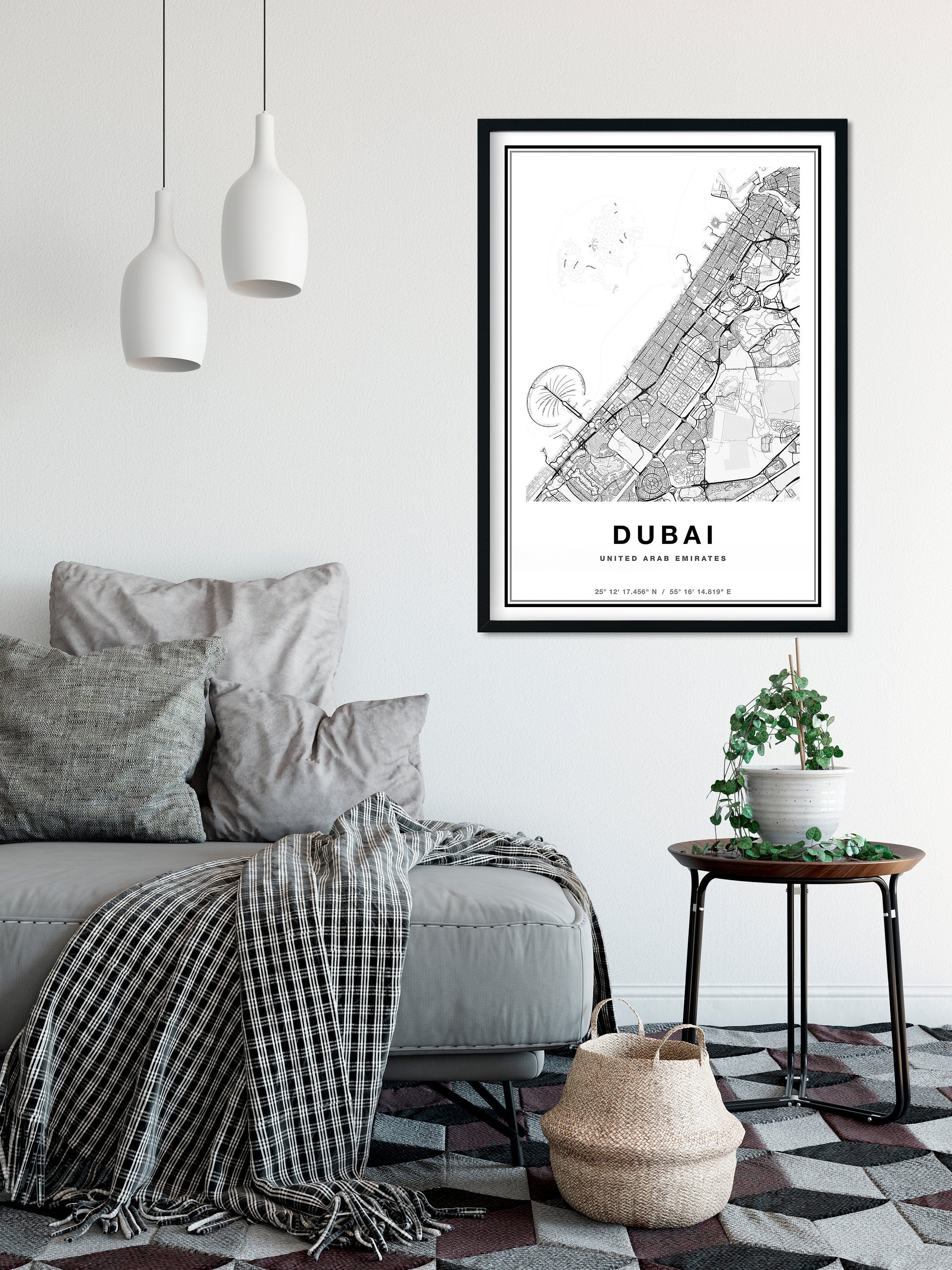 Dubai Map Print, Map of Dubai, City Map, Dubai Print Gift, Dubai Map ...