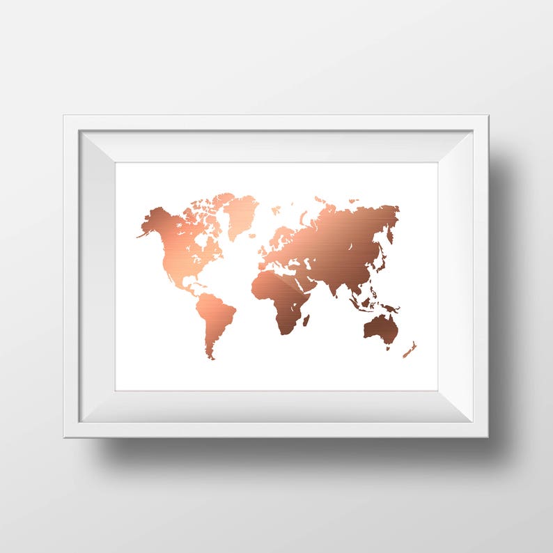 Rose Gold Decor Rose Gold Map Rose Gold World Map Rose Gold - Etsy