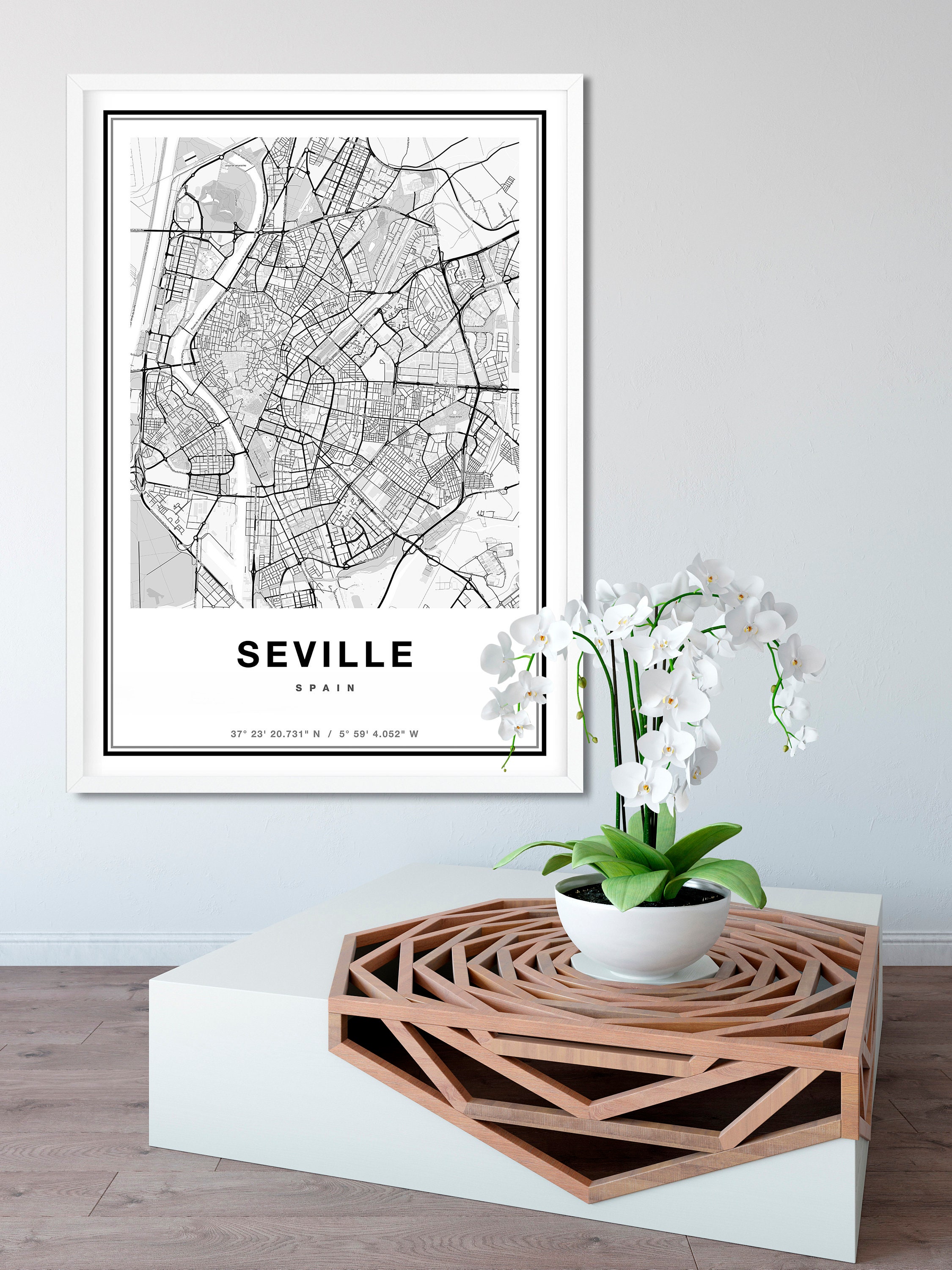Seville Map Print Map of Seville City Map Seville Print - Etsy